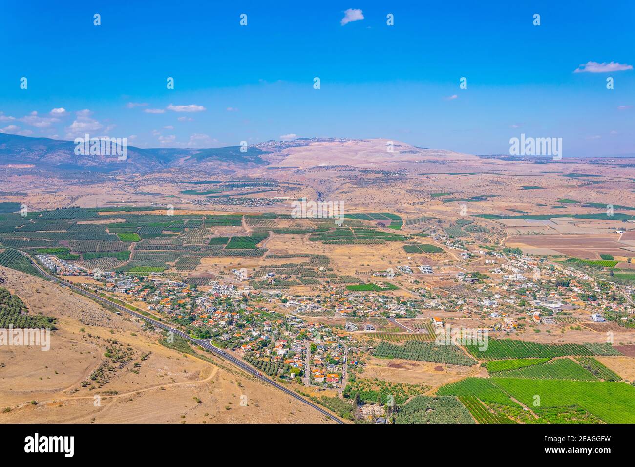 Aerial view of Migdal village from Mount Arbel in Israel Stock Photo ...