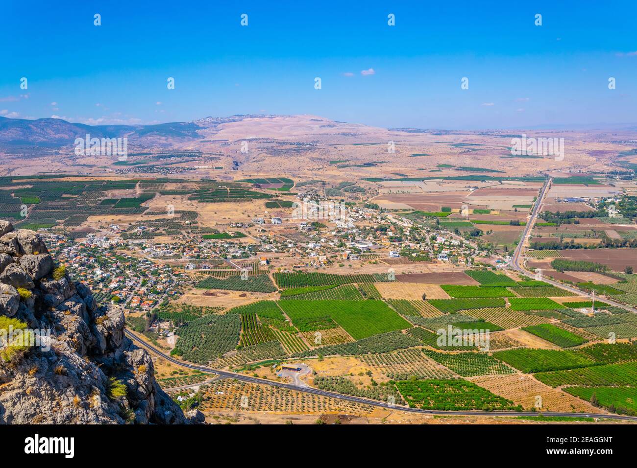 Aerial view of Migdal village from Mount Arbel in Israel Stock Photo ...