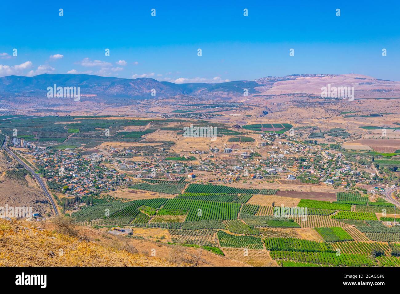 Aerial view of Migdal village from Mount Arbel in Israel Stock Photo ...