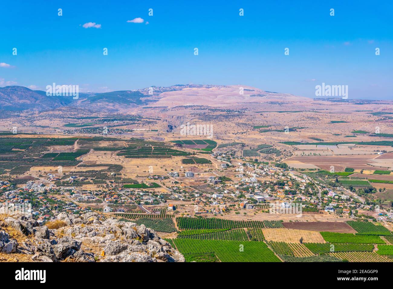 Aerial view of Migdal village from Mount Arbel in Israel Stock Photo ...