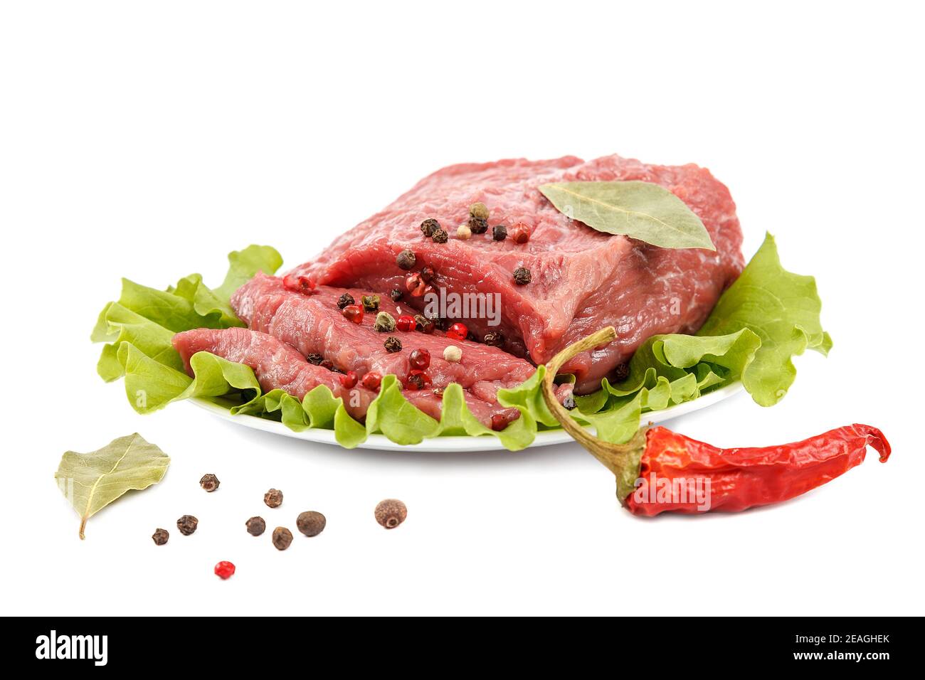 Meat fresh isolated on a white background Stock Photo - Alamy