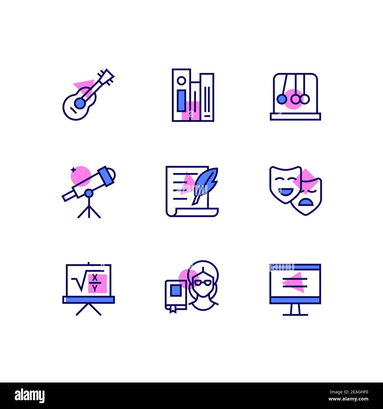 School subjects - modern line design style icons set with color accents ...