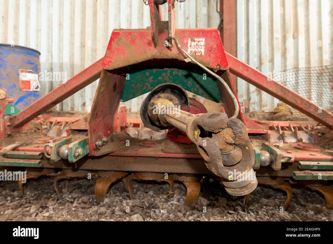 Close up of a pto shaft on a farm machine with a missing pto guard ...