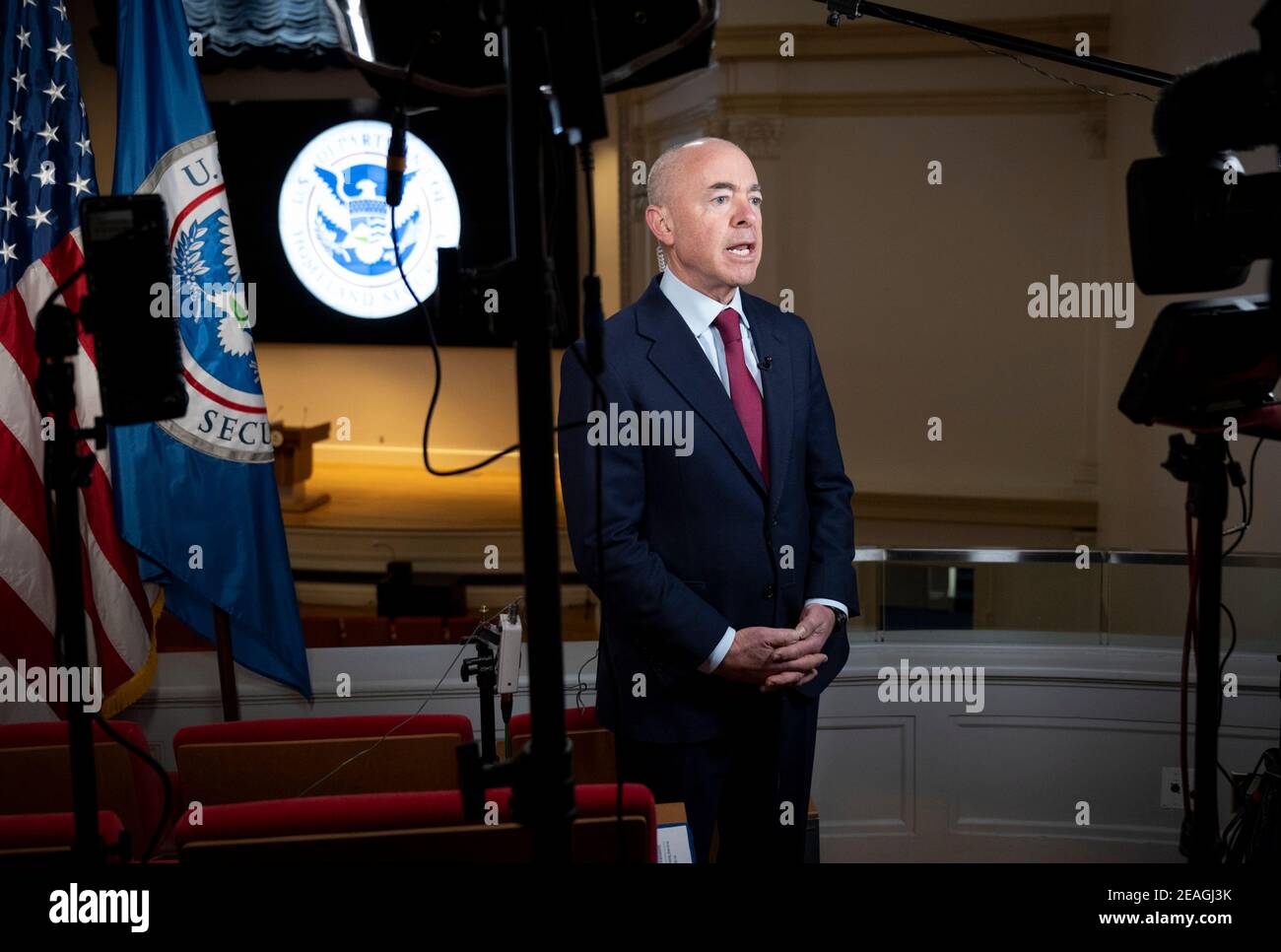 U.S Homeland Security Secretary Alejandro Mayorkas during an interview ...