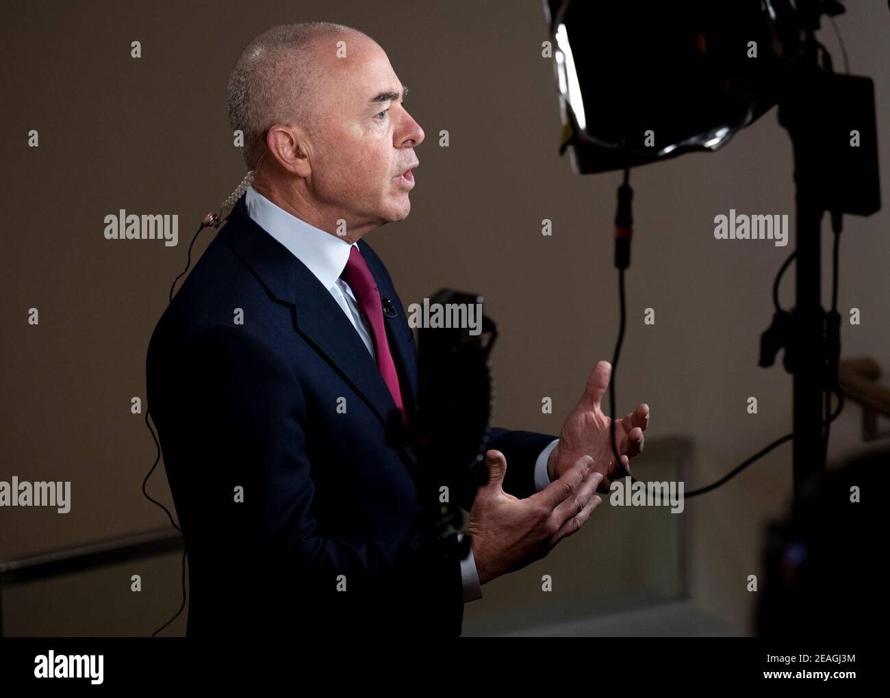 U.S Homeland Security Secretary Alejandro Mayorkas during an interview ...