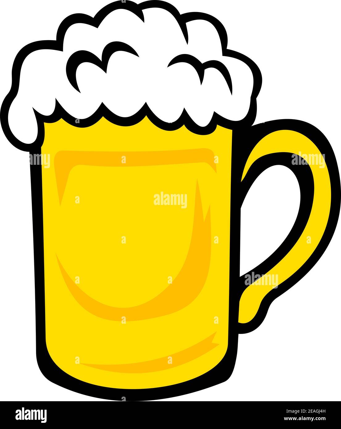 Tankard of frothy golden beer isolated on white background for brewery ...