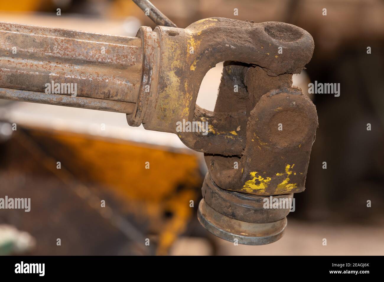 Close up of a pto shaft on a farm machine with a missing pto guard ...