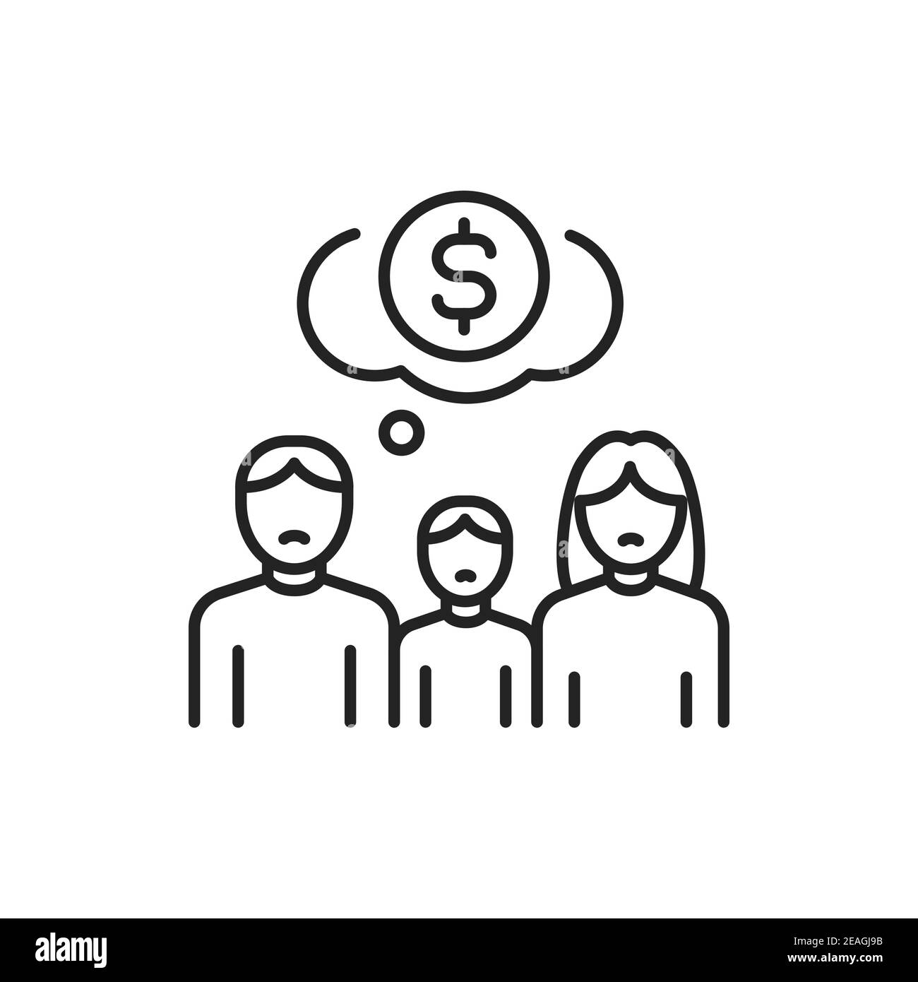 Needy family line color icon. Sign for web page, mobile app, button ...