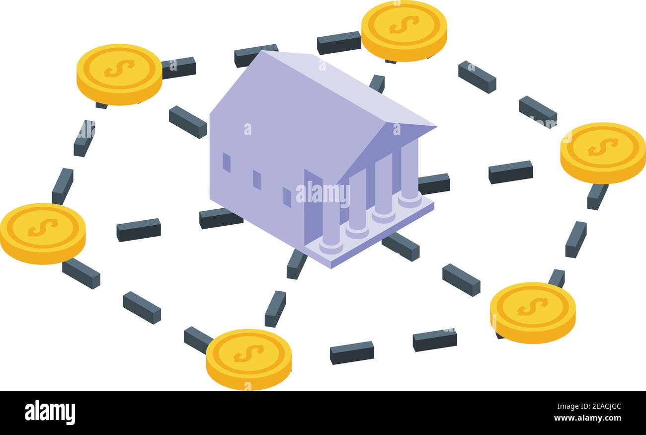 Bank scheme hierarchy icon. Isometric of bank scheme hierarchy vector ...