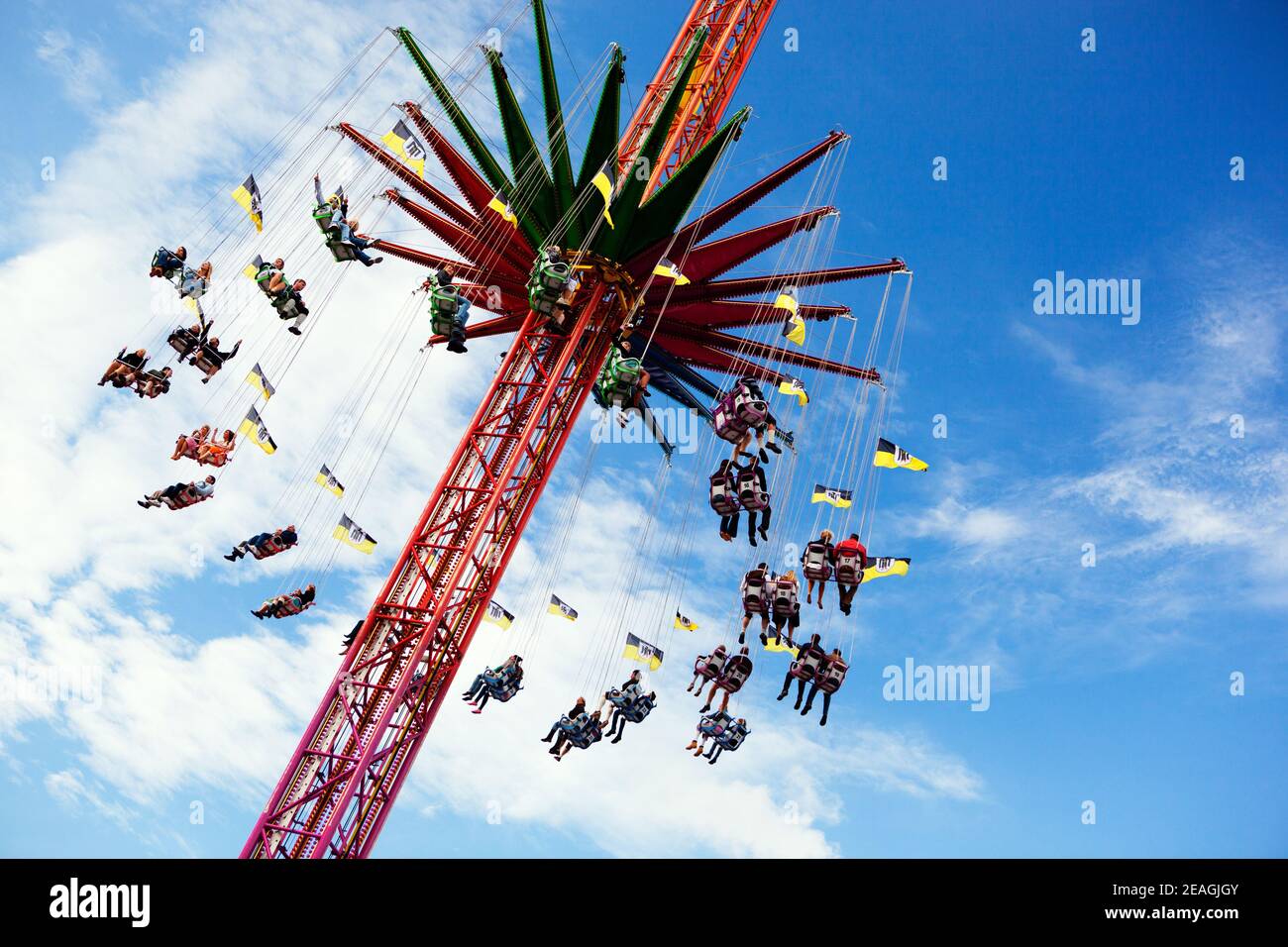 Amusement ride at Octoberfest (Oktoberfest) on the Theresienwiese in ...