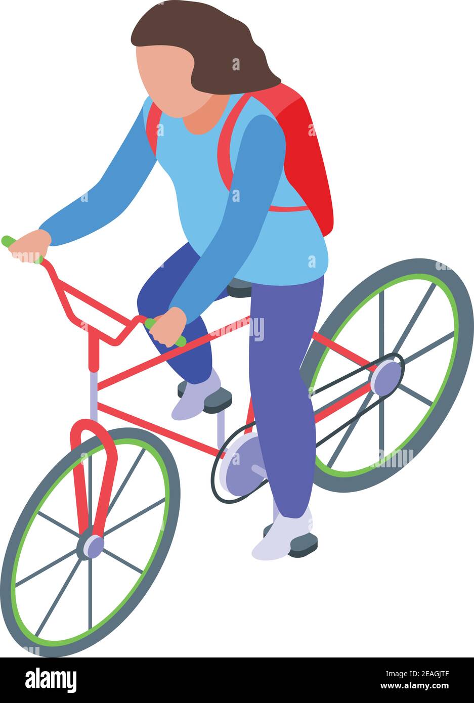 Kid girl cycling icon. Isometric of kid girl cycling vector icon for ...