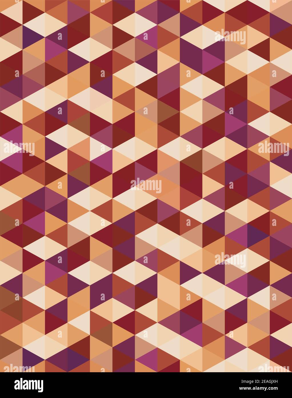 Geometric pattern of brown triangles giving a three dimensional effect ...