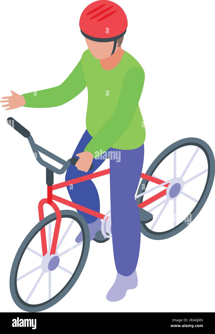Biker kid cycling icon. Isometric of biker kid cycling vector icon for ...