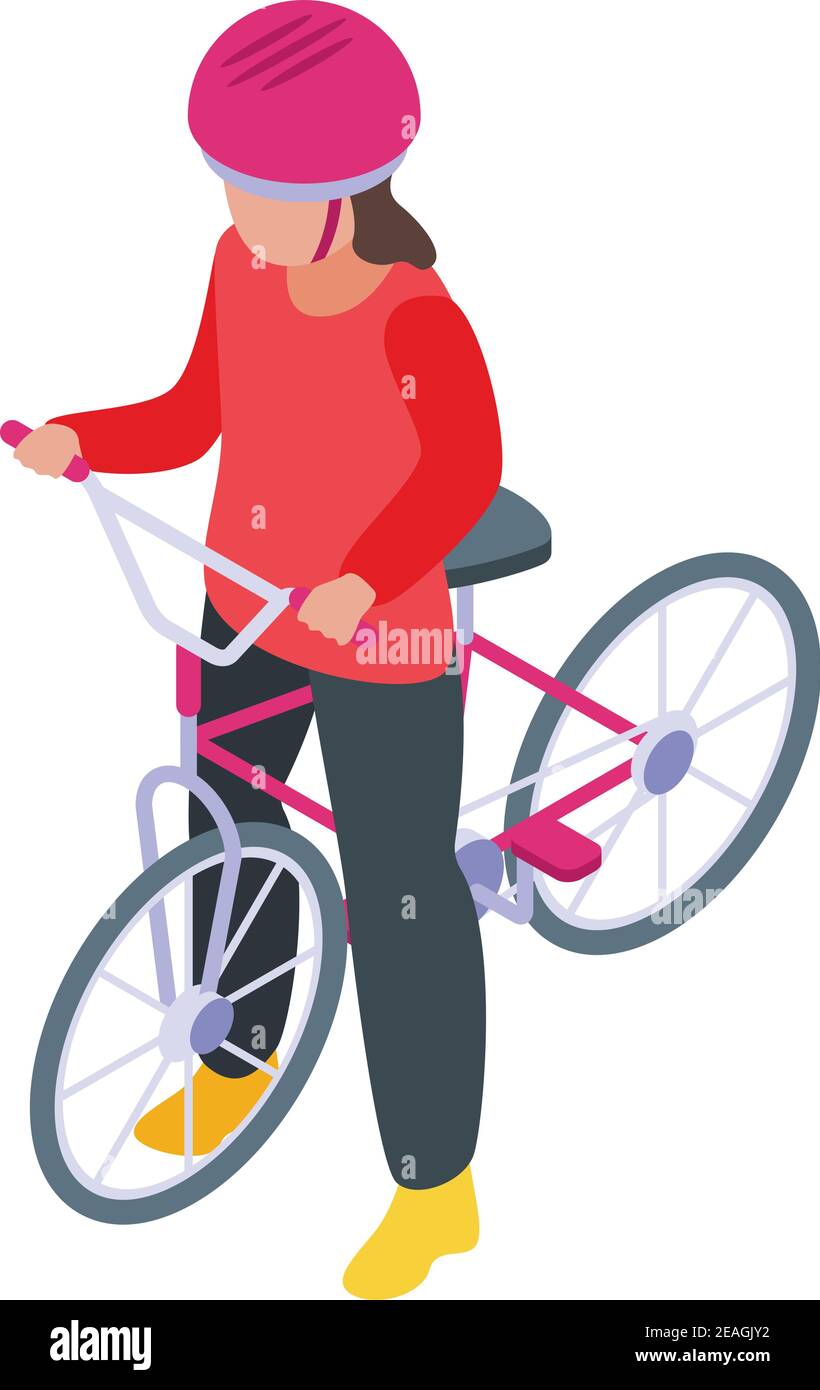 Helmet kid cycling icon. Isometric of helmet kid cycling vector icon ...