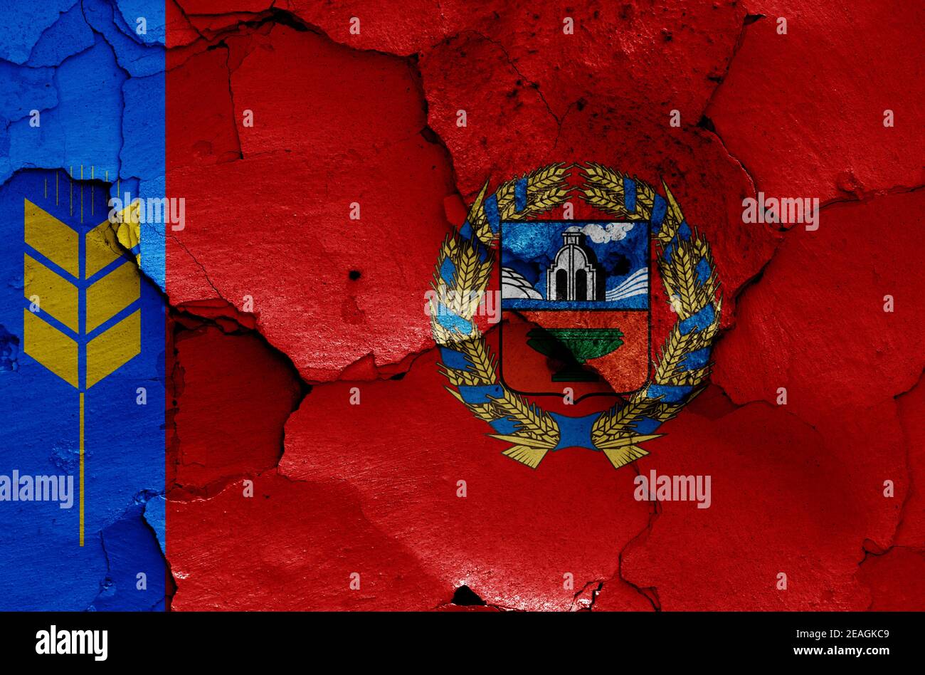 flag of Altai Krai painted on cracked wall Stock Photo - Alamy