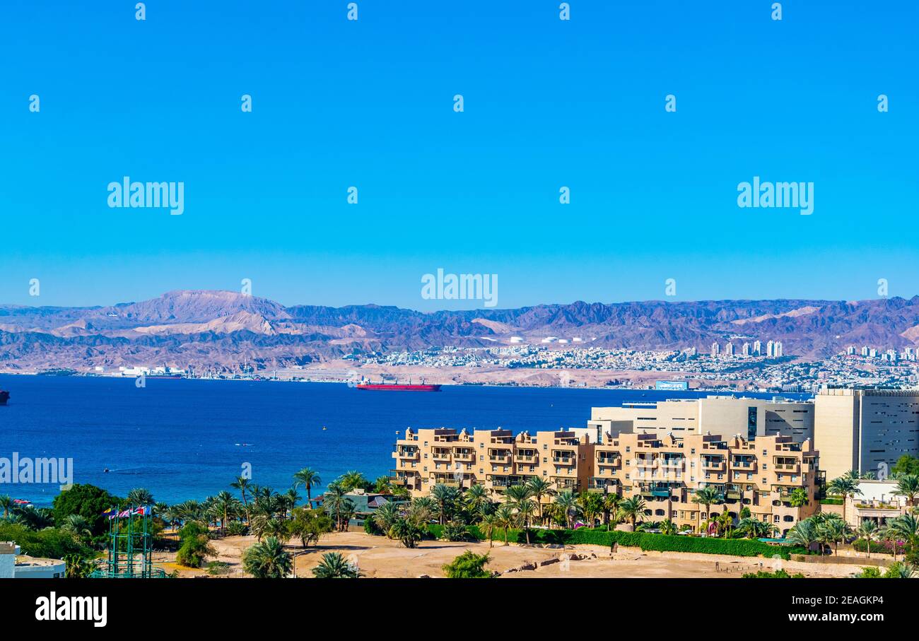 Aerial view of Aqaba gulf in Jordan Stock Photo - Alamy