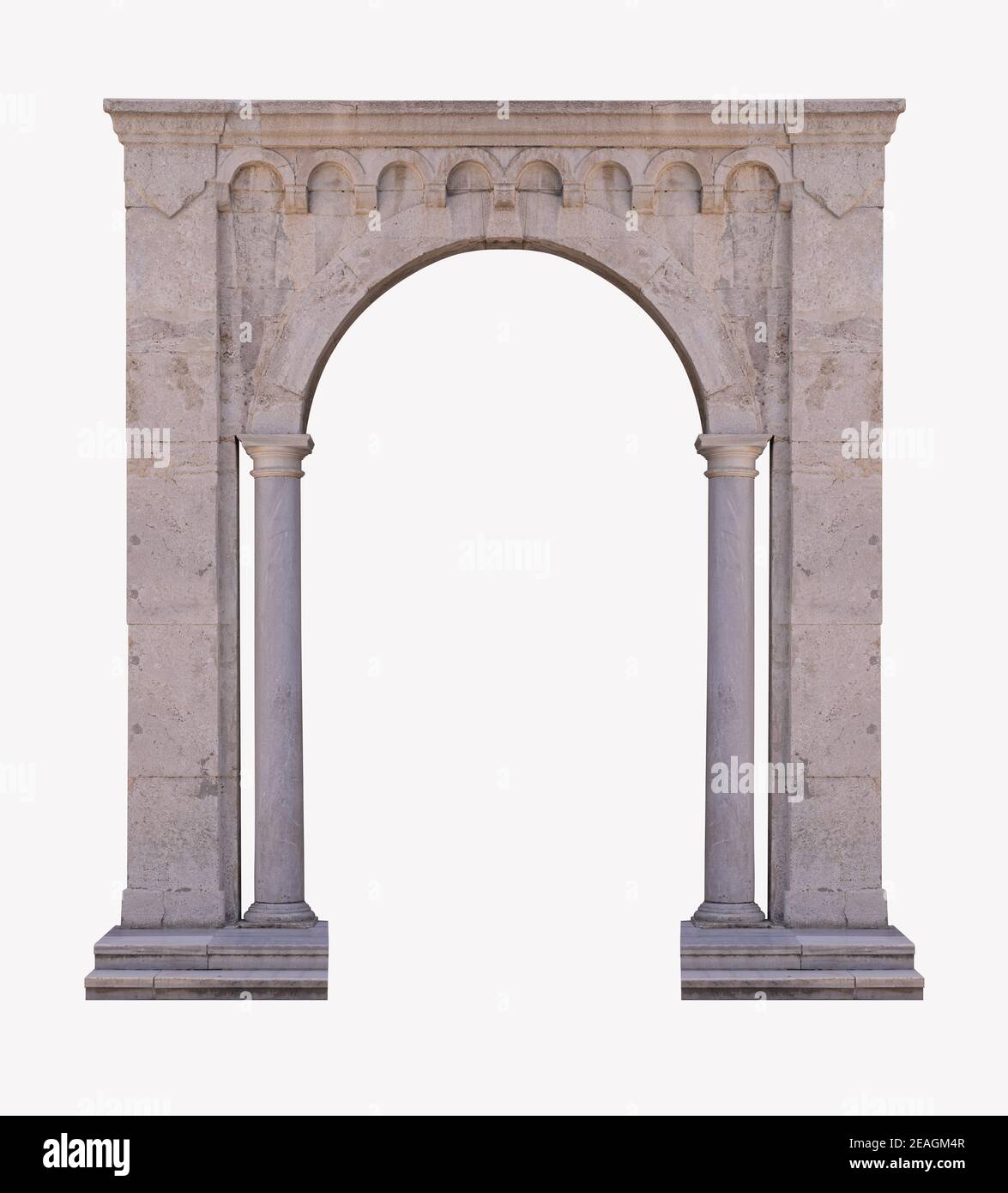Elements of architecture of buildings, ancient arches, columns, windows ...