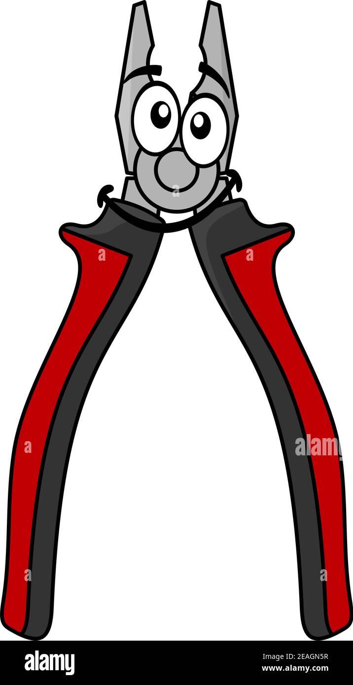 Cartoon handsaw tool with a smiling face, wooden handle and sharp ...