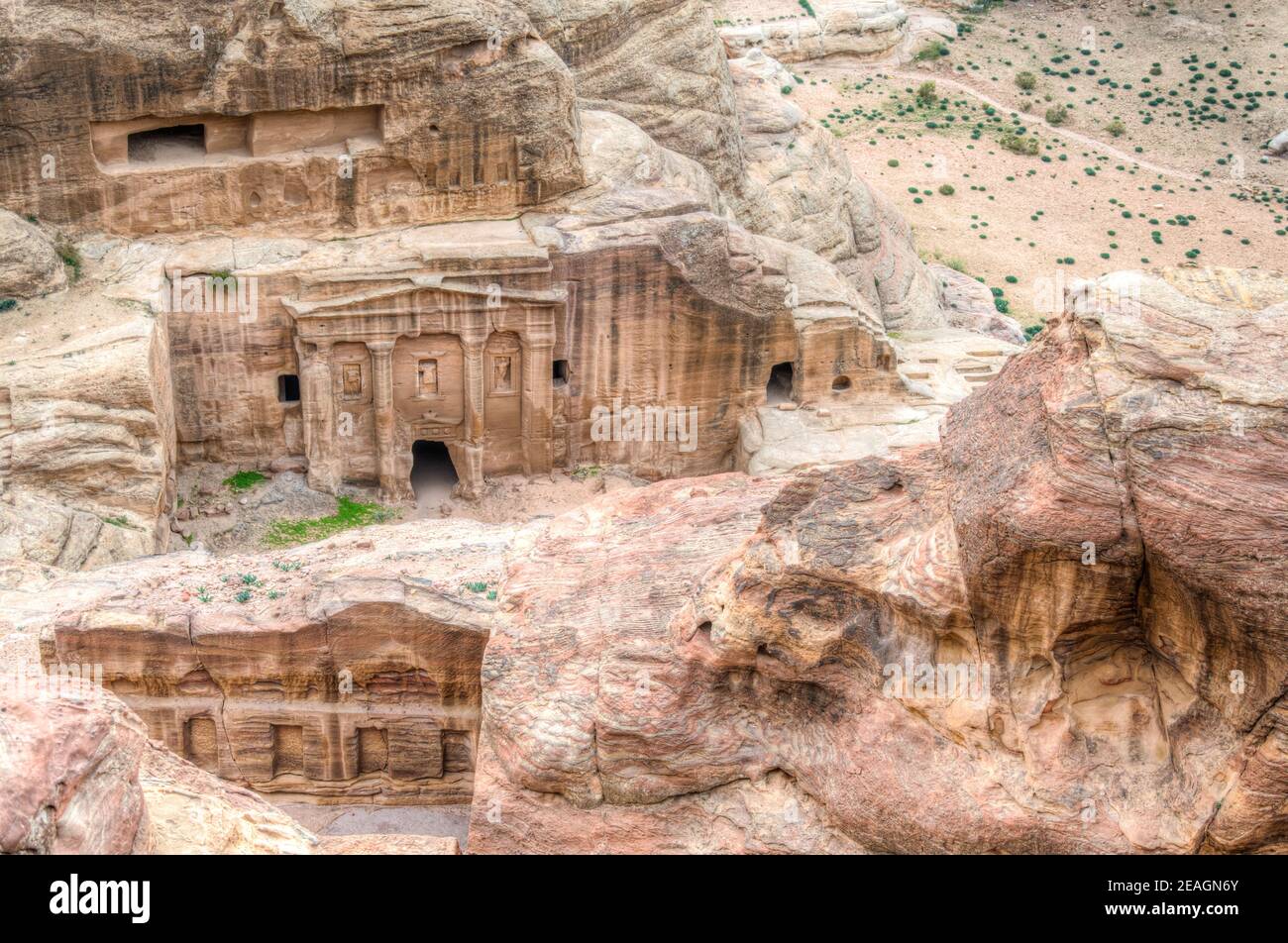 Aerial view of Roman Soldier's tomb at Petra, Jordan Stock Photo - Alamy