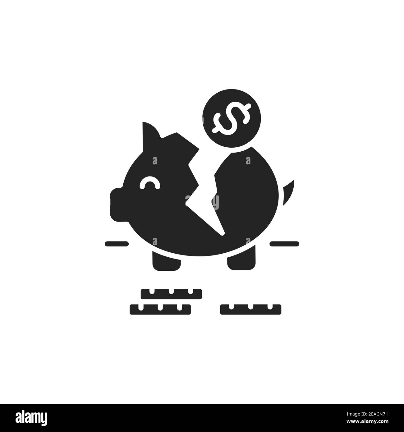 Broken piggy bank Stock Vector Images - Alamy