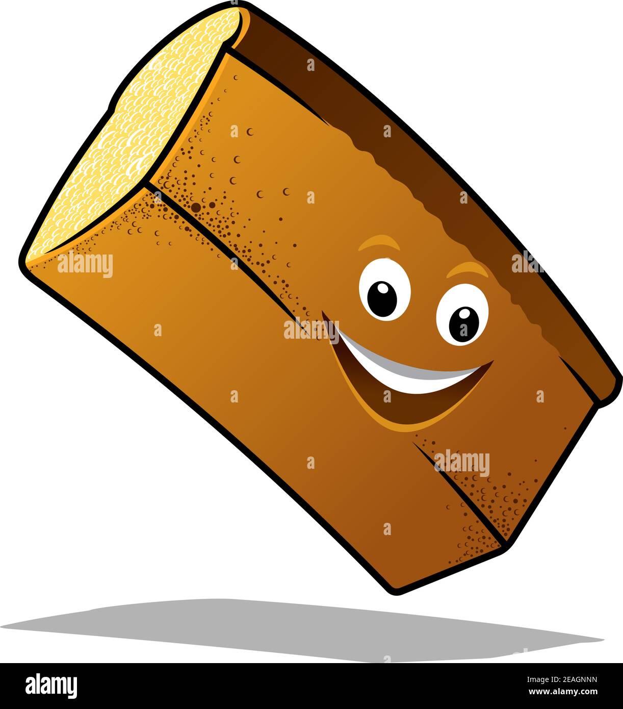 Bouncing happy loaf of fresh white bread with a big smile and shadow in ...