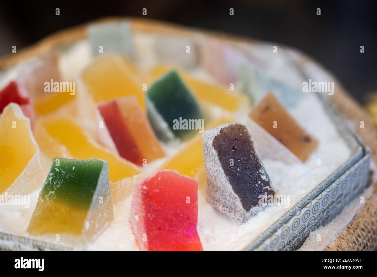 Traditional Turkish Delight, Sugar coated soft candy Stock Photo - Alamy