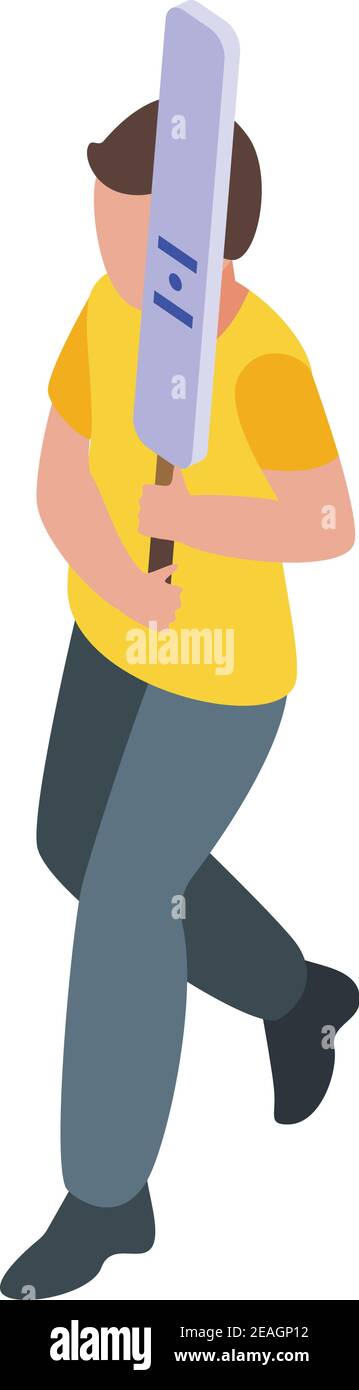 Outdoor playing cricket icon. Isometric of outdoor playing cricket ...