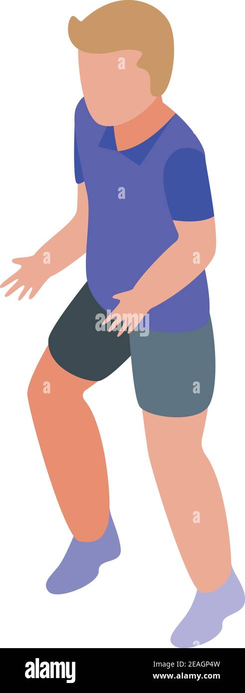 Running playing cricket icon. Isometric of running playing cricket ...