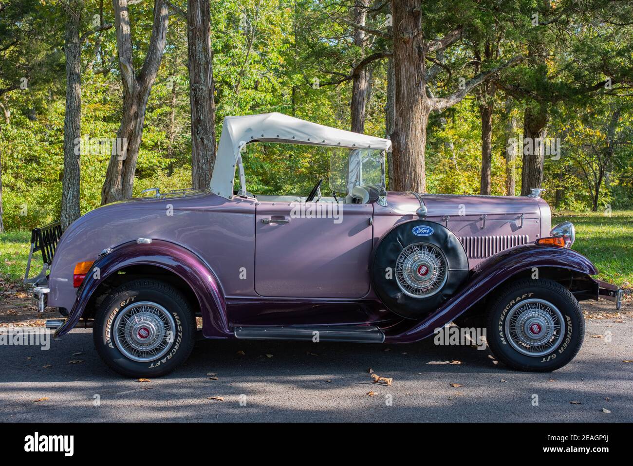 Classic vintage 1930's Ford Roadster convertible car parked at the Blue ...