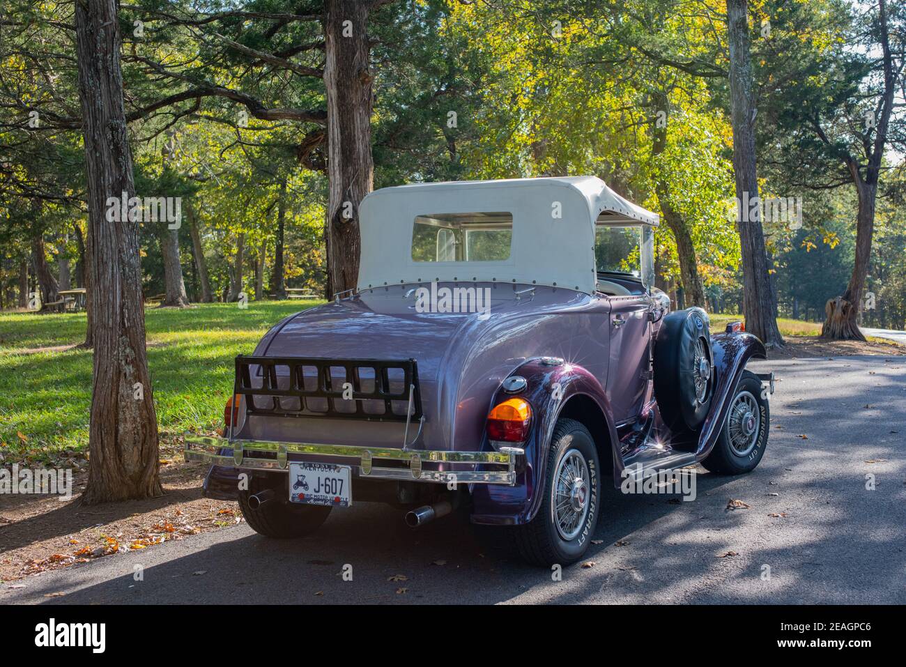 Classic vintage 1930's Ford Roadster convertible car parked at the Blue ...