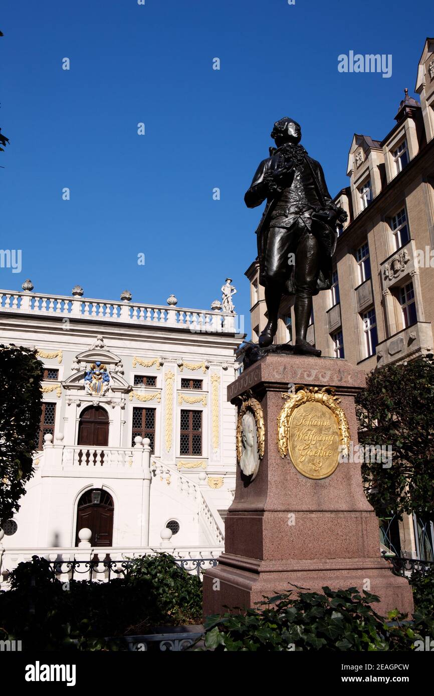 Leipzig Germany Johann Wolfgang von Goethe Monument at Naschmarkt in ...