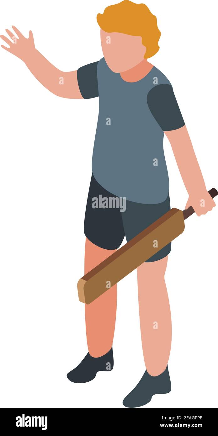 Player playing cricket icon. Isometric of player playing cricket vector ...