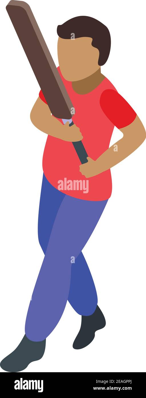Park playing cricket icon. Isometric of park playing cricket vector ...
