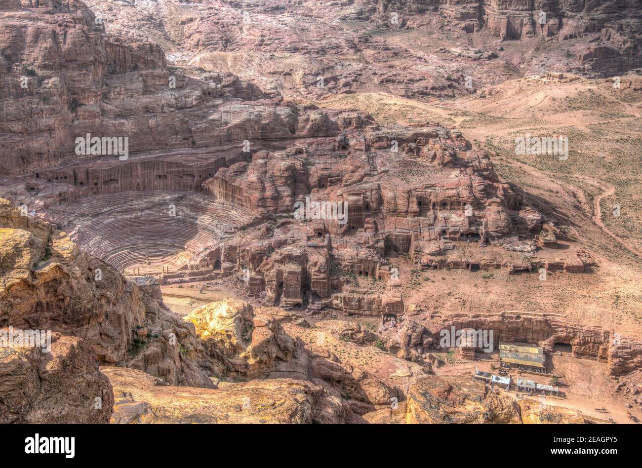 Aerial view of ancient theatre in Petra, Jordan Stock Photo - Alamy
