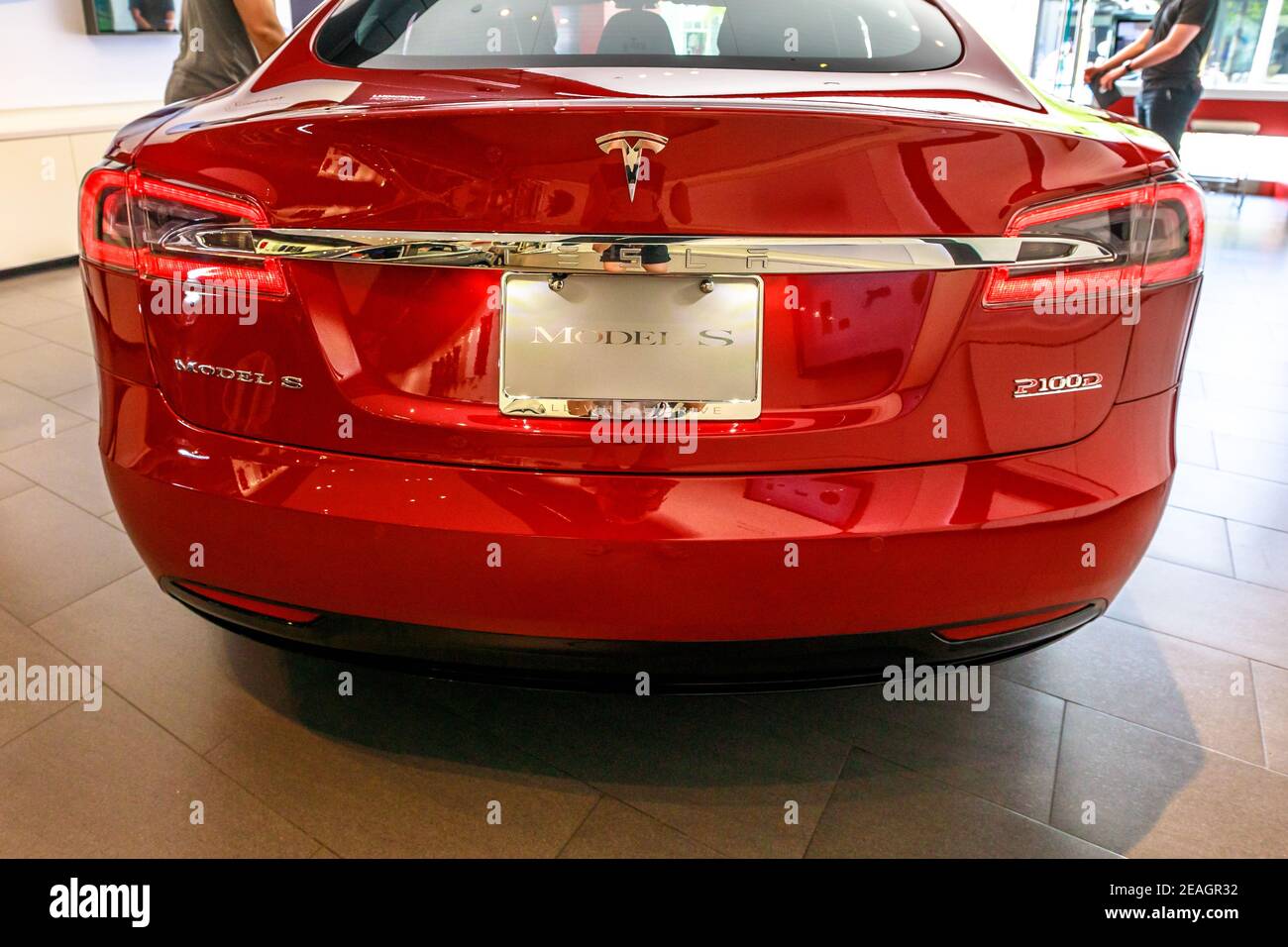 Tesla rear view hi-res stock photography and images - Alamy