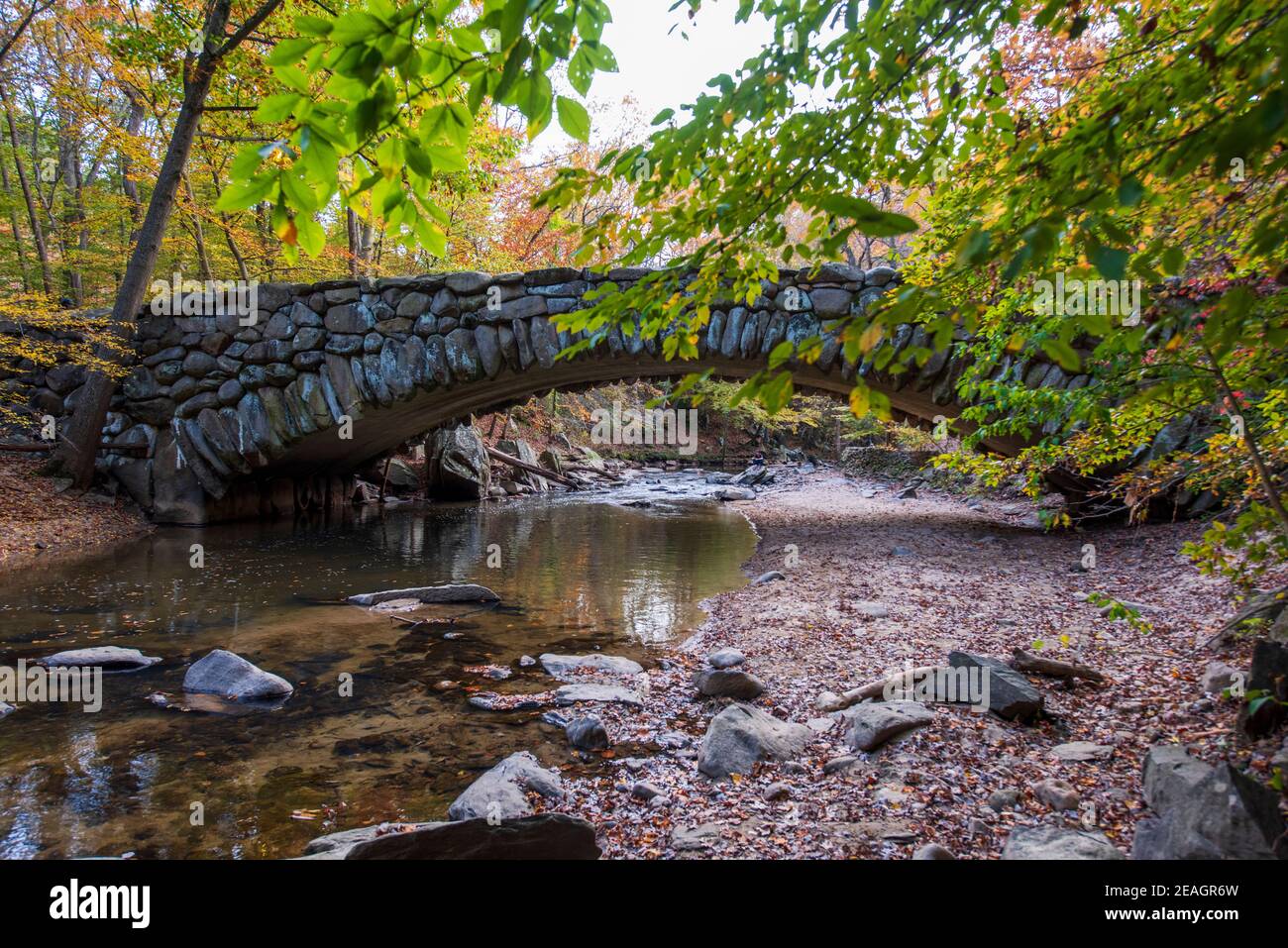 Fall foliage frames Boulder Bridge in Rock Creek Park, Washington, DC ...