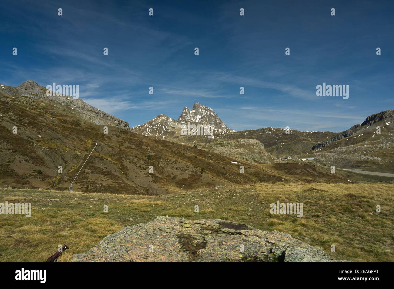 The Portalet with the bottom the Anayet peak. Concept famous mountains of the Aragonese Pyrenees ...