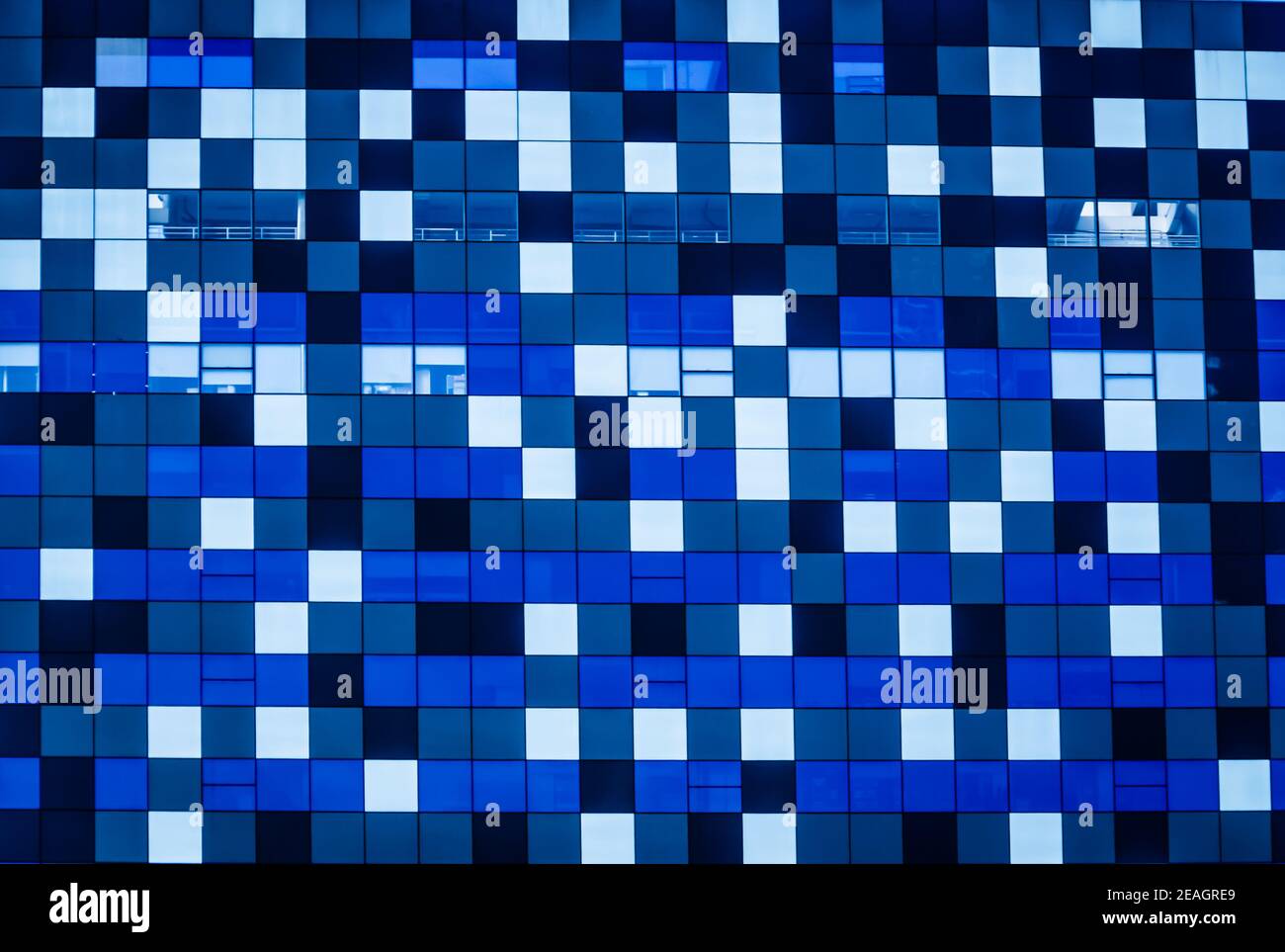 BGC office windows in shades of blue and white Stock Photo - Alamy