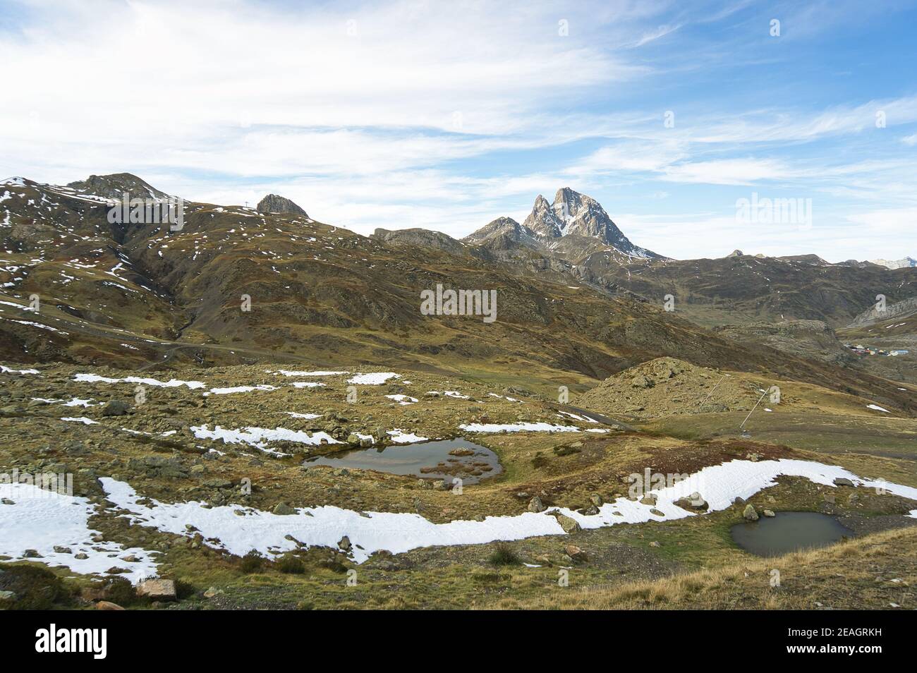 The Portalet with the bottom the Anayet peak. Concept famous mountains of the Aragonese Pyrenees ...