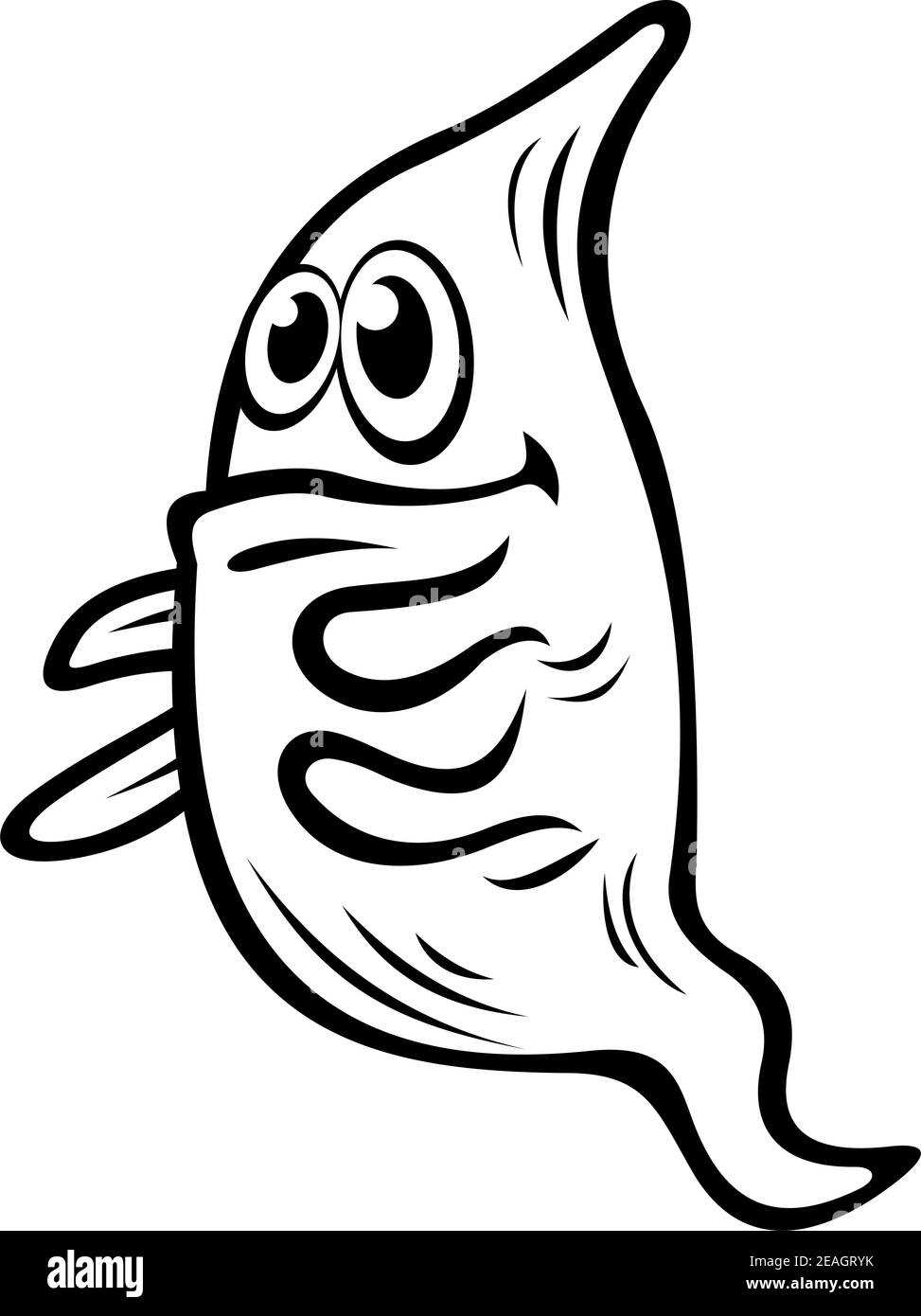 Funny goofy Halloween ghost floating through the air, black and white ...