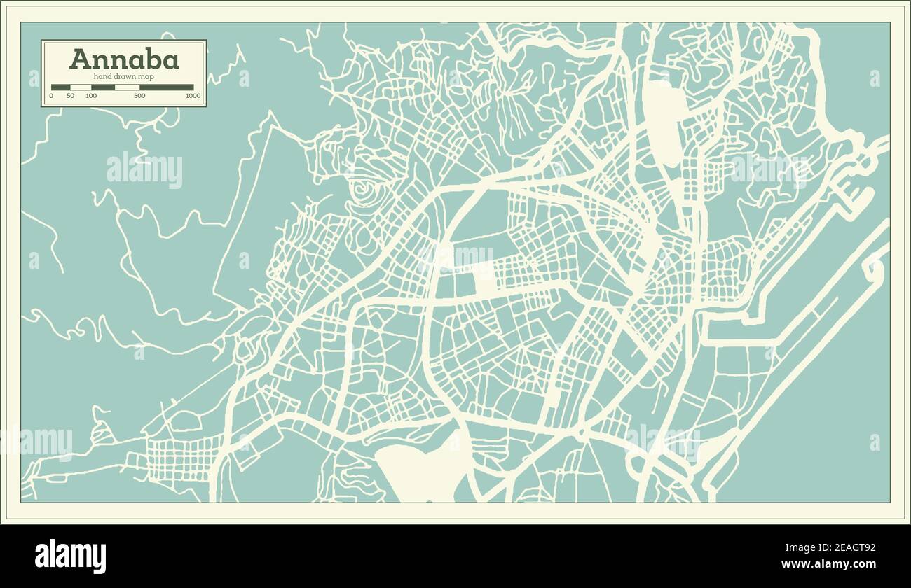 Annaba Algeria City Map in Retro Style. Outline Map. Vector ...