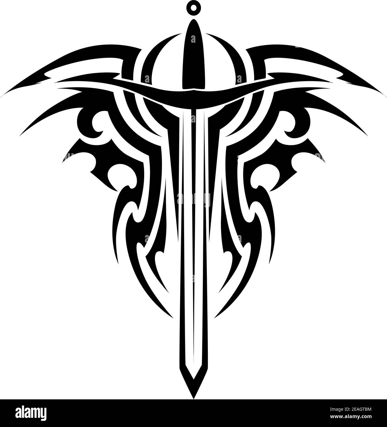 Tribal tattoo design with medieval sword isolated on white Stock Vector ...