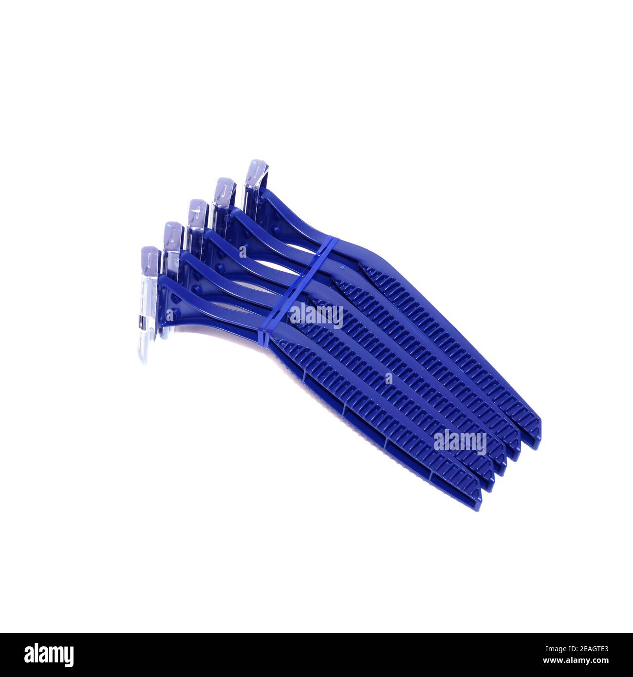 New packaging blue disposable razor blade isolated on white background ...