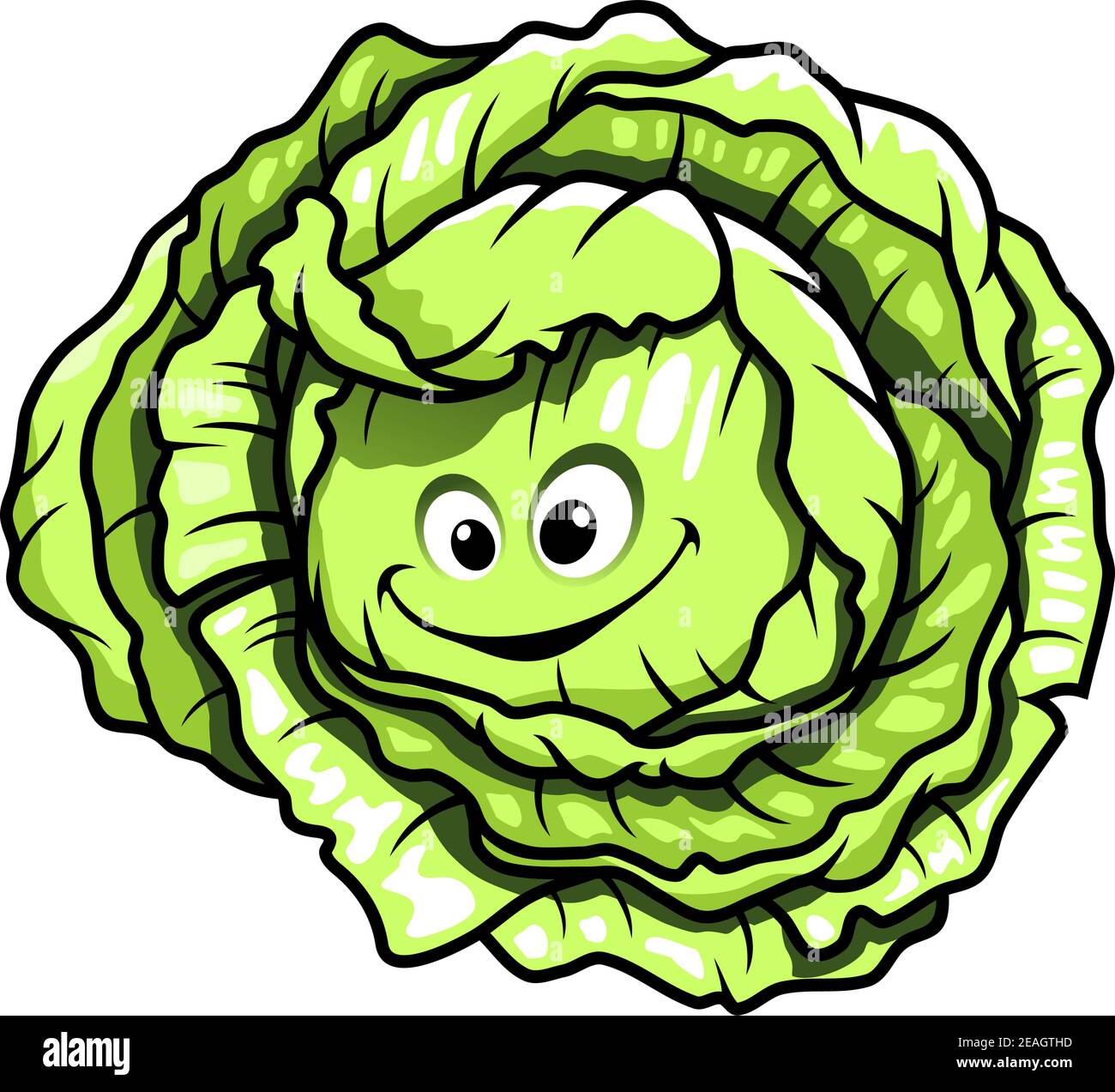 Fresh green healthy cartoon cabbage vegetable with a lovely cheeky ...