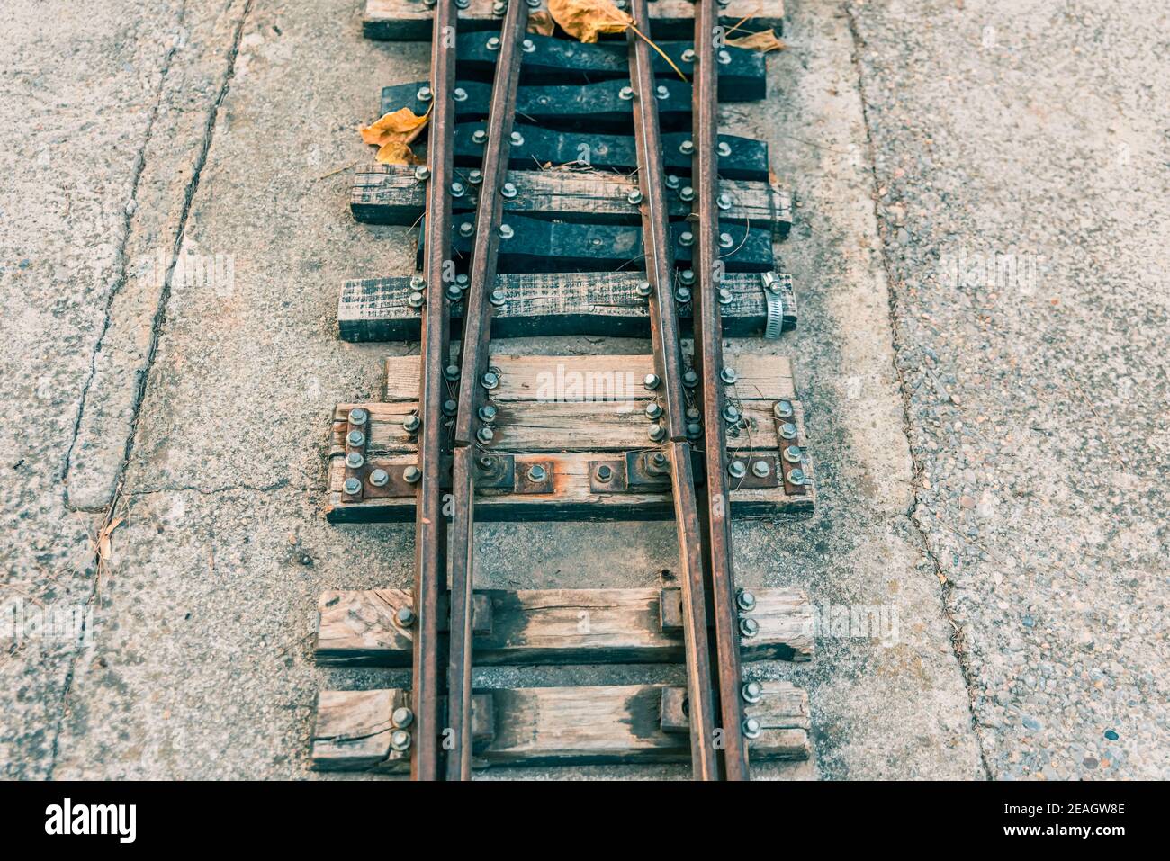 View over single railroad track hi-res stock photography and images - Alamy