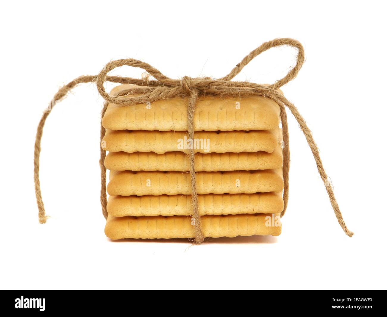 Stack of butter biscuits, tied with rope, isolated on white Stock Photo ...