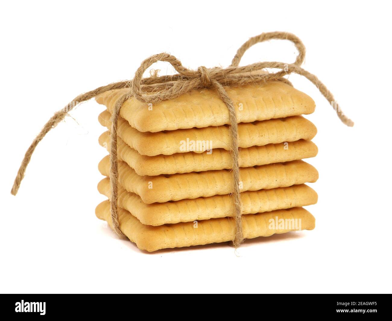 Stack of butter biscuits, tied with rope, isolated on white Stock Photo ...