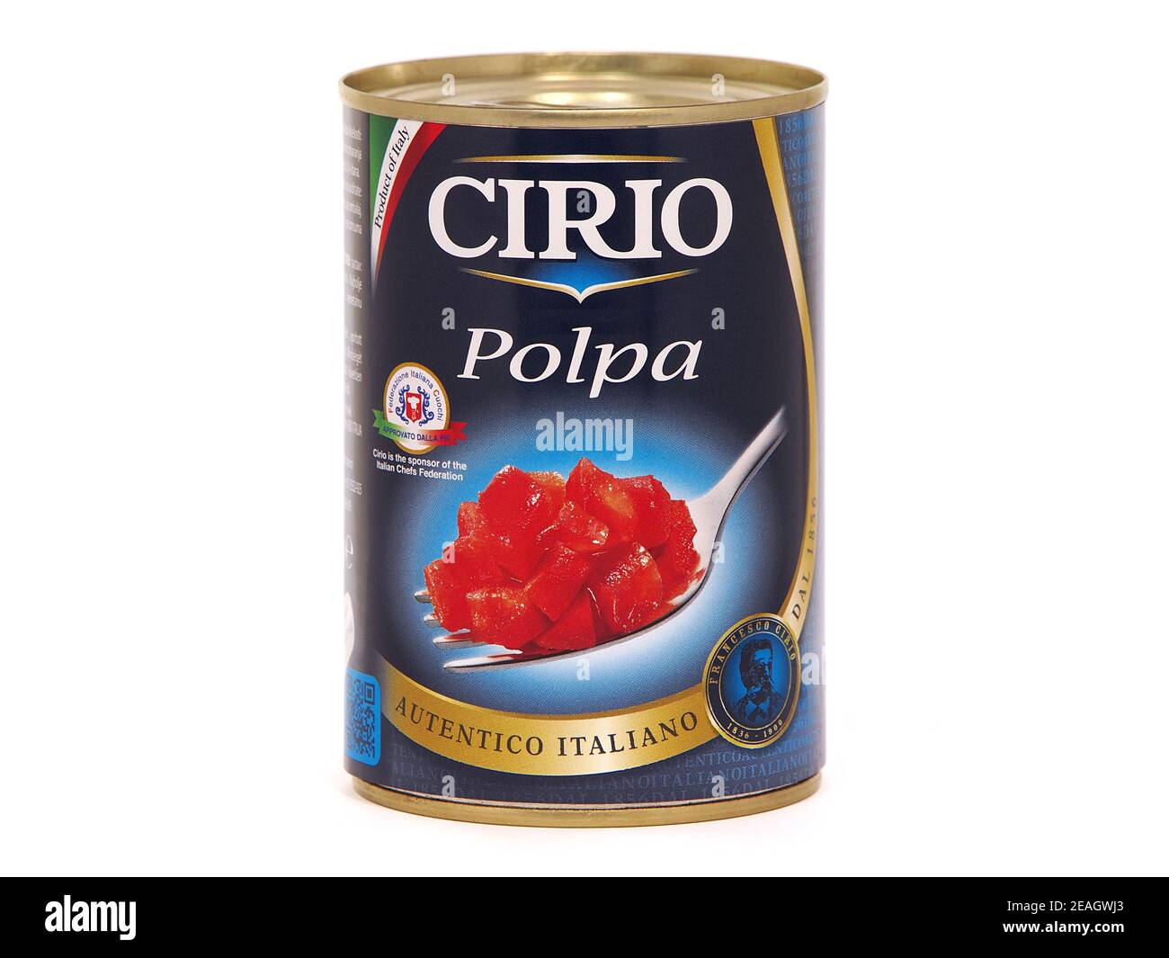BUCHAREST, ROMANIA - FEBRUARY 14, 2017. Can of Cirio Polpa, chopped ...
