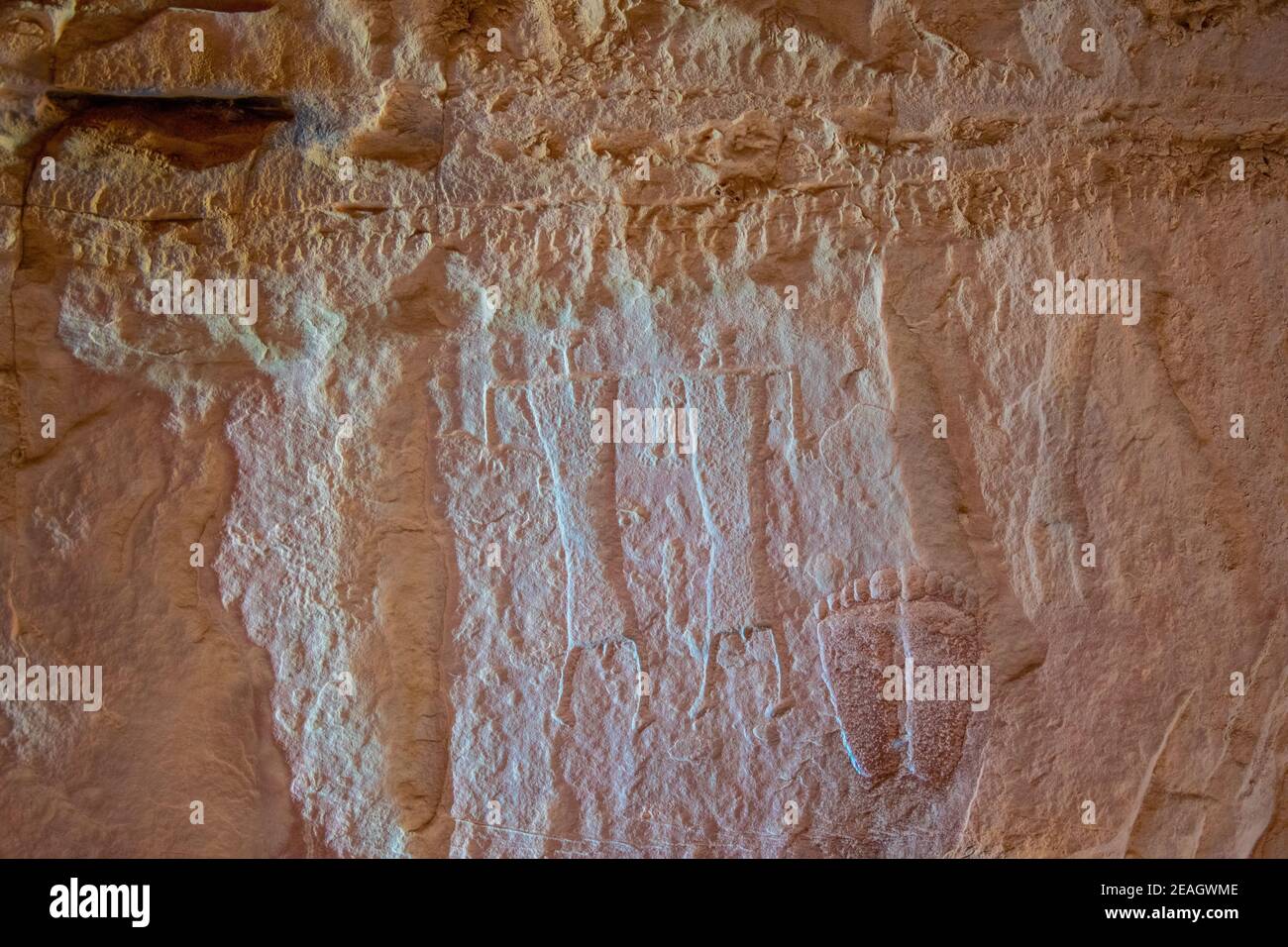 Ancient inscriptions at Khazali siq at Wadi Rum desert in jordan Stock ...