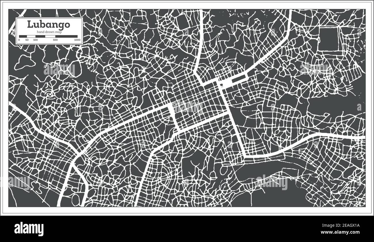 Lubango Angola City Map in Black and White Color in Retro Style. Outline Map. Vector ...